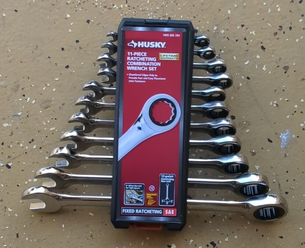 Husky Combination Wrench Set Ratcheting Metric Hand Tool 12 Point Case ...