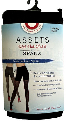 Red Hot Label by Spanx Shaping Tights Black ZigZag Lace Pattern Women's ...