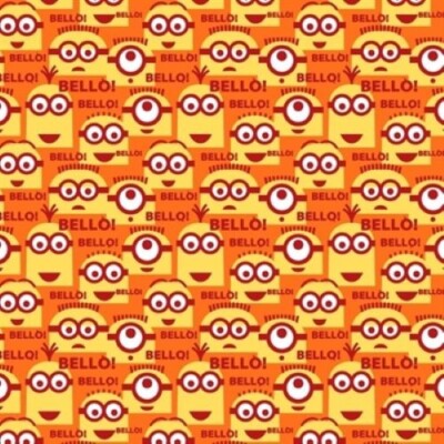 MINIONS DESPICABLE ME MOVIE BELLO YELLOW FABRIC 100% cotton 24" PIECE ...