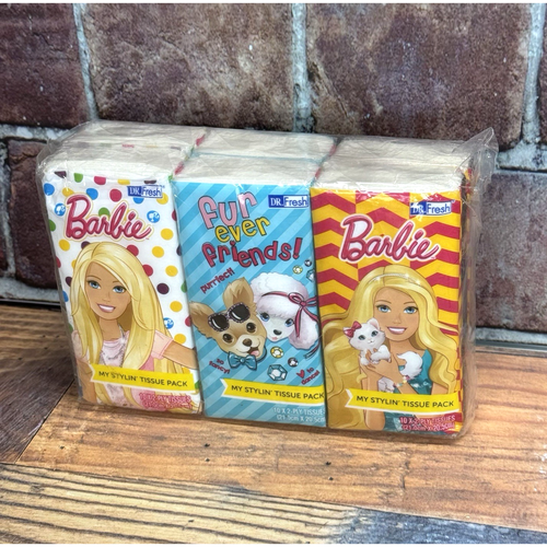Barbie Kids Travel Pocket Tissues Furever Friends Pets 6 Pack Dr. Fresh ...