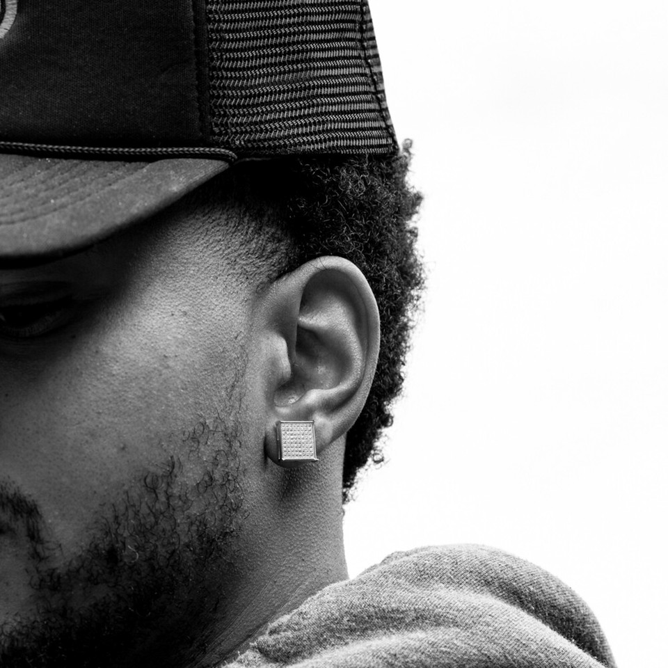 Men's 925 Sterling Silver Hip Hop Square Flat Screen Stud Screw Back ...