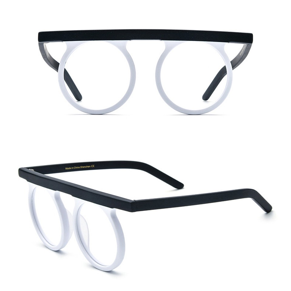 Round Frosted Plate Eyeglass Frames Mixed-color Eyebrow Spectacles ...