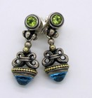 LAGOS Caviar Sterling Silver 18k Yellow Gold Peridot Blue Topaz Pierced ...