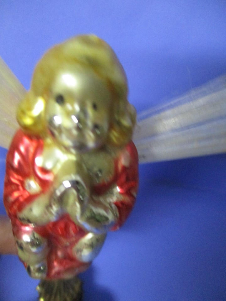 Old Vintage Germany Glass Angel w Spun Glass Wings On Clip Christmas ...