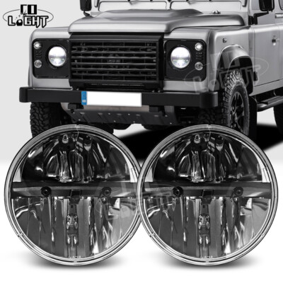 LED Pair Headlights Land Rover Defender 90 110 E MARKED 7" Inch H4 Hi ...