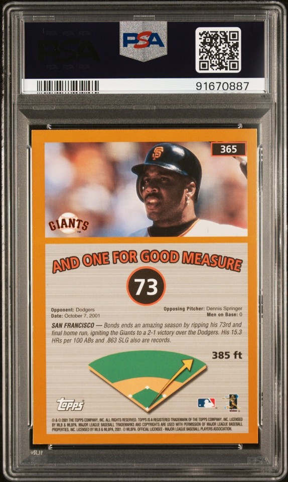 Barry Bonds 2002 Topps #365 Home Run #73 Giants PSA 9 | eBay