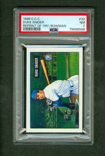 Duke Snider 1986 Card Collectors 1951 Bowman Reprint #32 PSA Graded 7 ...