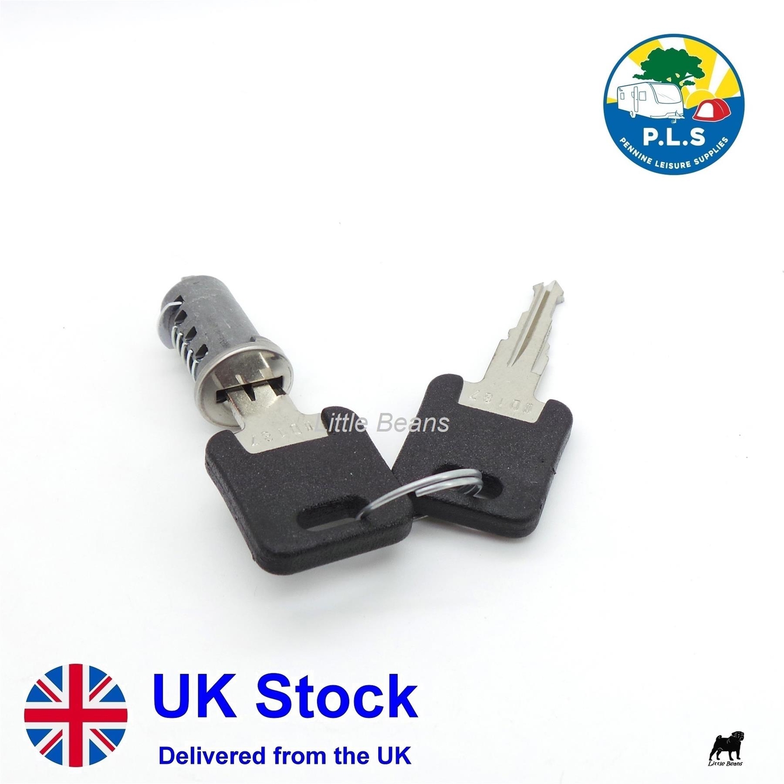 WD Replacement Door Lock Barrel Short Tag c/w 2 Keys Caravan Motorhome ...