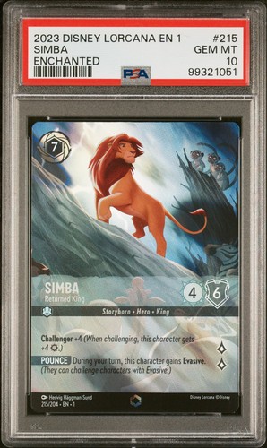 2023 DISNEY LORCANA EN 1-THE FIRST CHAPTER #215 SIMBA - RETURNED KING ...