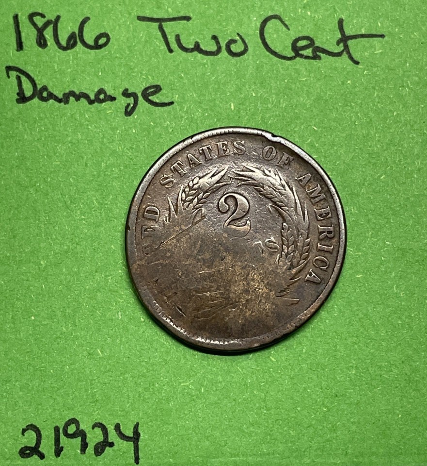 1866 Two Cent Piece 2c Has Some Damage Circulated | eBay
