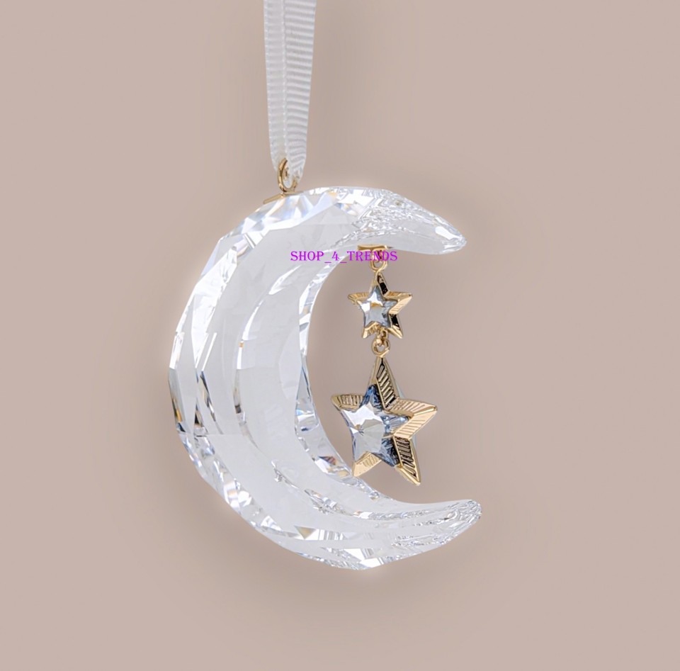 New w/ Gift Box 100% SWAROVSKI Brand 5686616 Crystal White Moon 3D Star ...