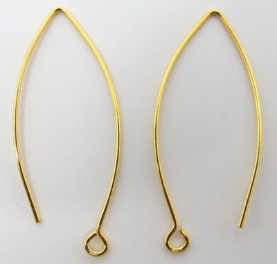 8 Pieces Ear Hook V Shape Bali Ear Wire 40 mm Long 19 Gauge Wire Gold ...