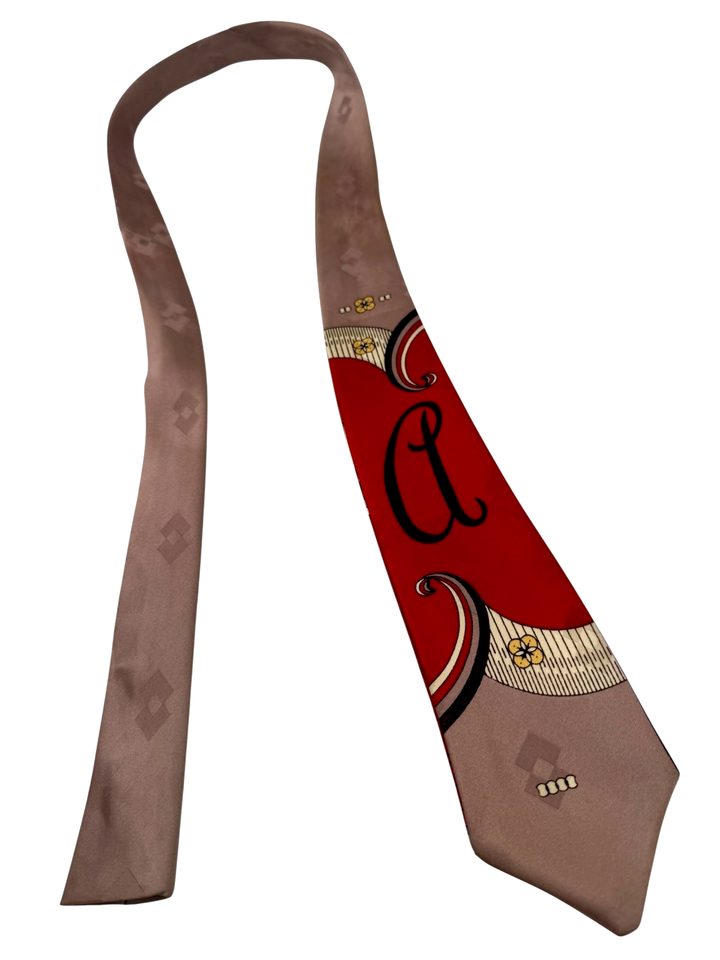 Vintage 1950s Rayon Swing Tie– REVERSIBLE Slim Art Deco Necktie for Men ...