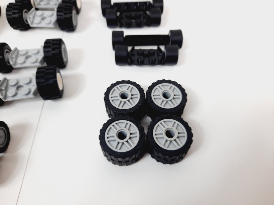 Lot of 12 Matching Lego Wheel & Tire Sets + Axles: 30.4x14, 87697 ...