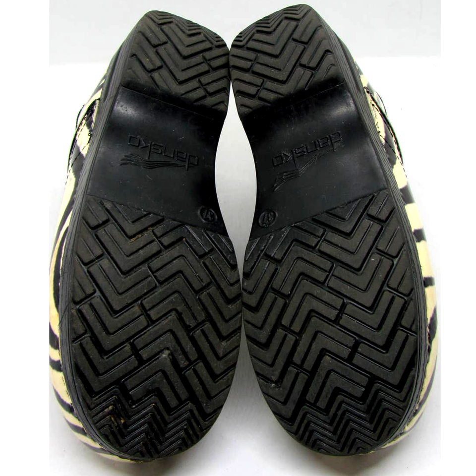 Womens Dansko Professional Patent Leather Zebra Clog Closed-Back Clogs ...