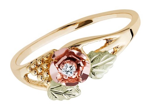 Black Hills Gold 10k 12k Coleman Diamond Rose Ring Size 7 1/4 | eBay