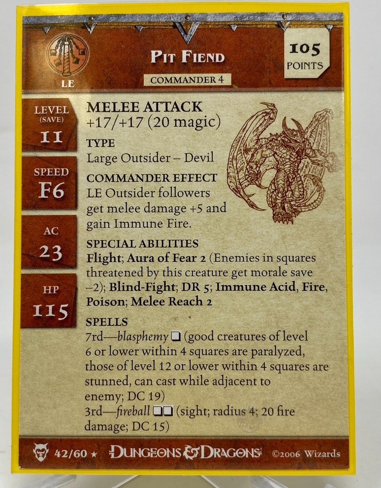 Dungeons & Dragons Miniatures - Pit Fiend 42/60 with Cards (EPIC) 2006 ...