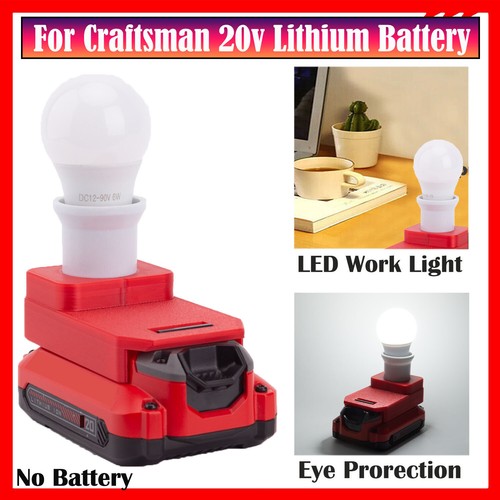 LED Work Light For Craftsman 20V Series Lithium Battery E27 Bulb Lamp ...