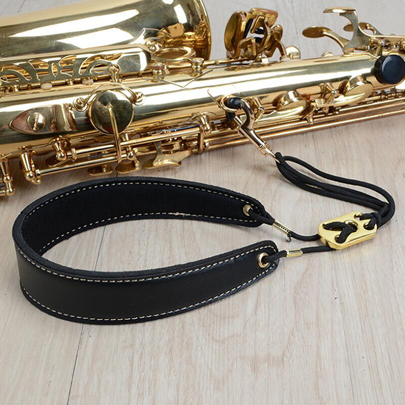Adjustable Saxophone Neck Padded Leather Strap Sax Harness Hanging Belt ...