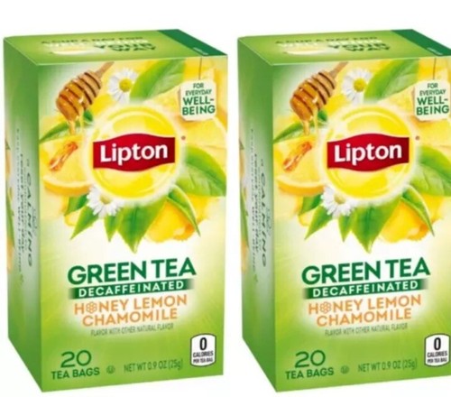 2 PACK Lipton Green Tea, Honey Lemon Chamomile, Decaffeinated, Tea Bags ...