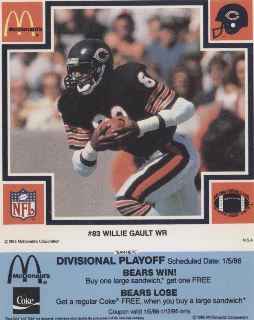 Las mejores ofertas en 1985 McDonald's Chicago Bears Willie Gault #83 ...