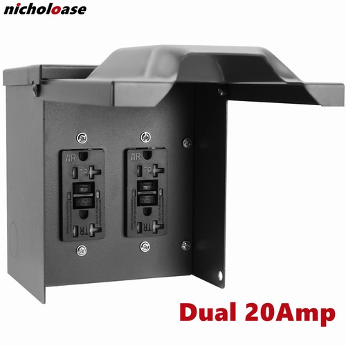 20A Power Outlet Box 125V Electrical Outdoor Receptacle Box Waterproof ...