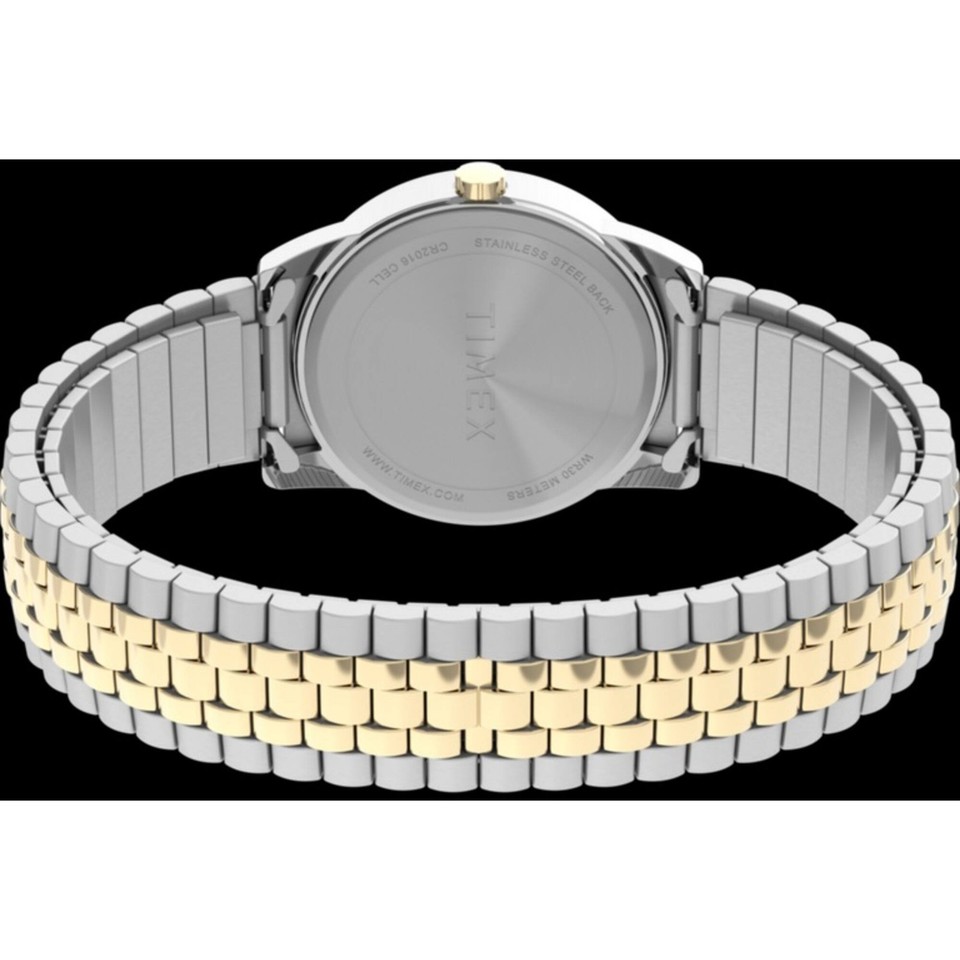 Timex Men's Watch Easy Reader Quartz White Dial Two Tone Bracelet ...