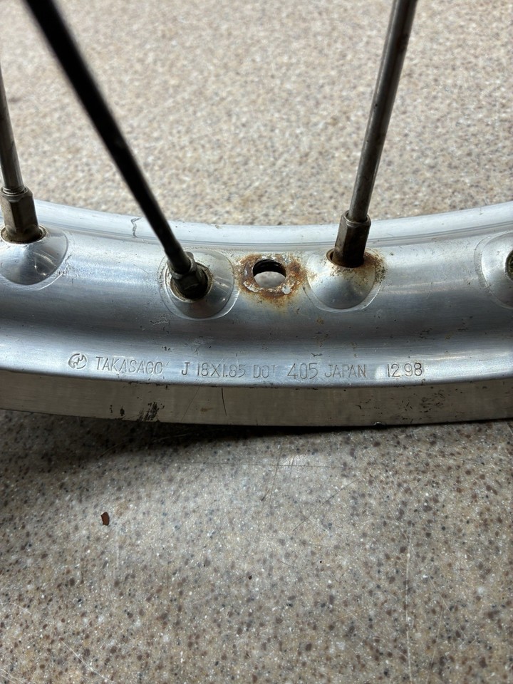 1993 CR125 EXCEL 405 Silver 18''X 1.85 REAR WHEEL HUB SPOKES RIM Cr 125 ...