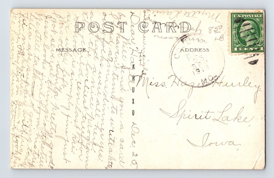 Postcard RPPC Iowa Marion IA Mill Dam Children 1918 Posted Divided Back ...