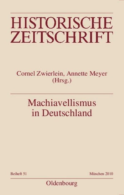 Machiavellismus in Deutschland von Sven Martin Speek Cornel Zwierlein ...