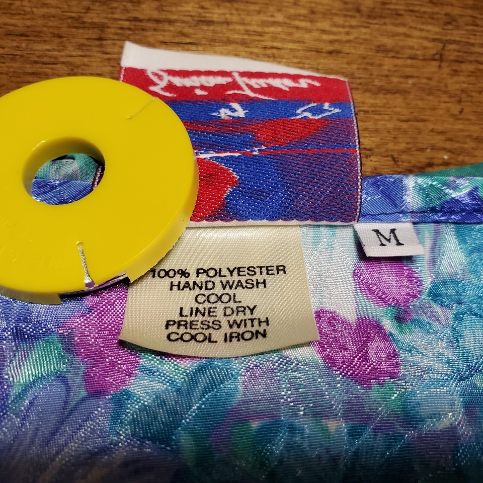 Womens Vintage Size Medium Blouse Blue Floral Puff Sleeves Ruffle SUSAN ...