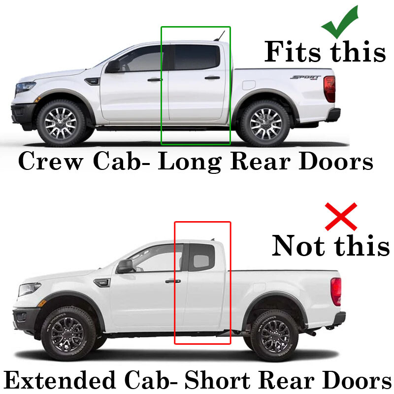 For 2023 2022 2021-2012 Ford Ranger Crew Cab SMOKE Door Vent Visors ...