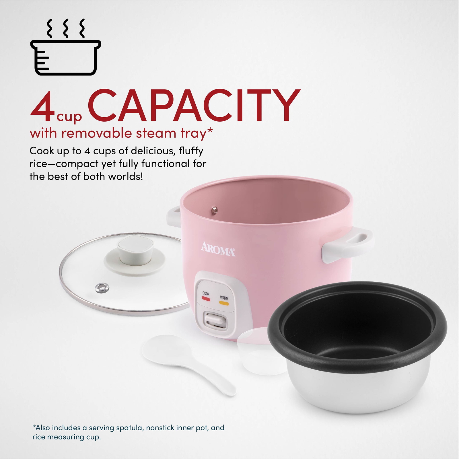 AROMA® 4-Cups (Cooked) / 1Qt. Rice & Grain Cooker, Pink | eBay