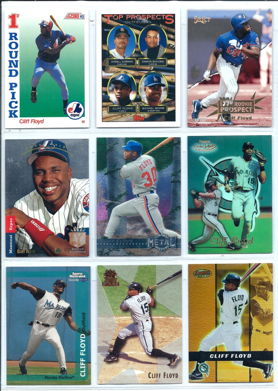 CLIFF FLOYD - **Premium Lot of 20 Different -Includes 4 Rookie/Prospect ...