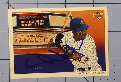 1992 Upper Deck #97 Brewers checklist Greg Vaughn autographed baseball ...