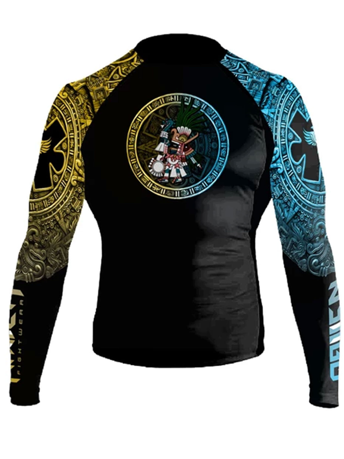 Raven Fightwear Men's Huitzilopochtli Aztec Rash Guard MMA BJJ Black | eBay