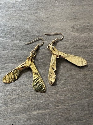 Vintage Gold Coated Sycamore Maple Seed Helicopter Samara Pierced ...