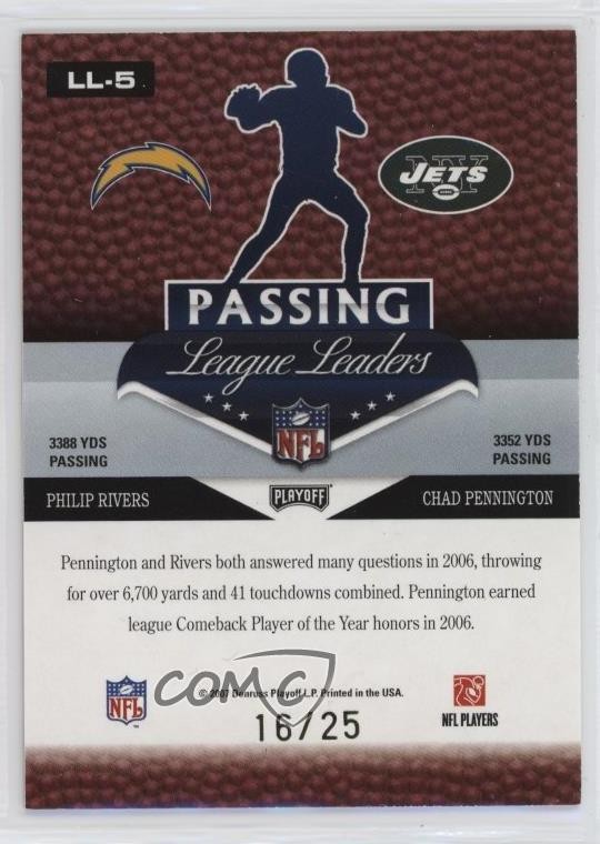 2007 Playoff Prestige League Leaders Holo-Foil /25 Chad Pennington ...