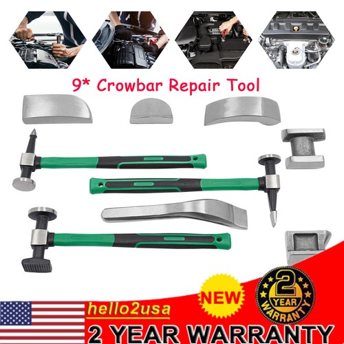 9pcs Set Hand Car Auto Body Work Hammer Fender Tool Dent Crowbar Repair ...