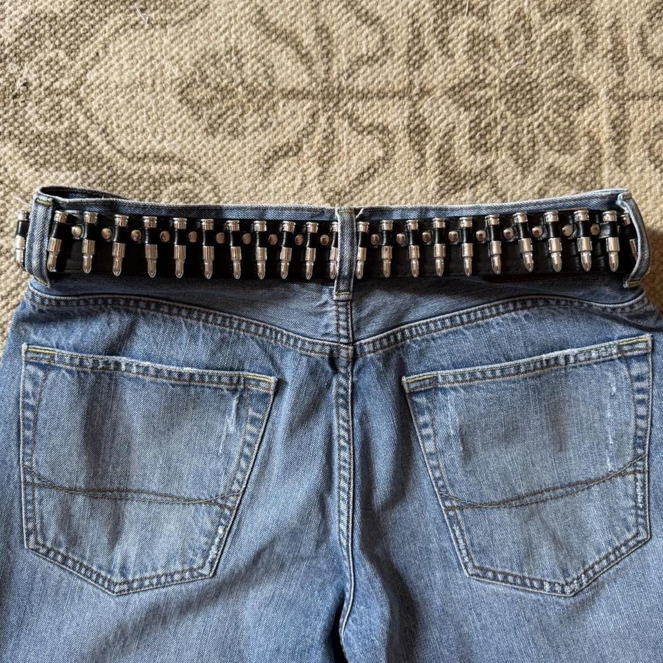 Y2K Studded Bullet Black Silver Belt - Punk Rock Grunge Emo Goth Unisex ...