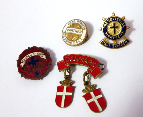 4 VINTAGE ENAMELED PINS WITH A CROSS DENMARK AND RELIGIOUS | eBay
