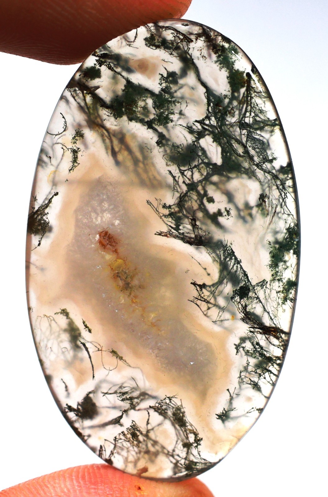 33 Ct 4X24X39 mm Natural Green Moss Opal Agate Oval Cabochon Gemstone ...