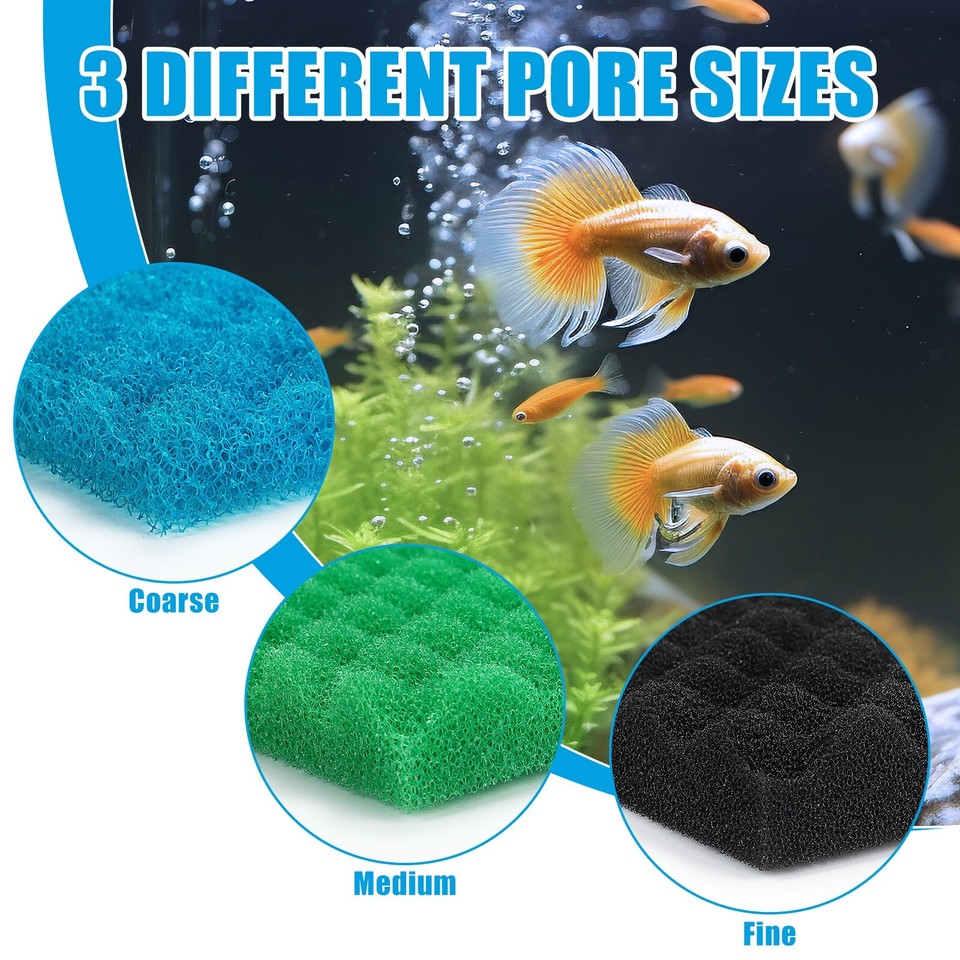 AQUANEAT Aquarium Bio Sponge Foam Filter Media Pad for Fish Tank Sump ...
