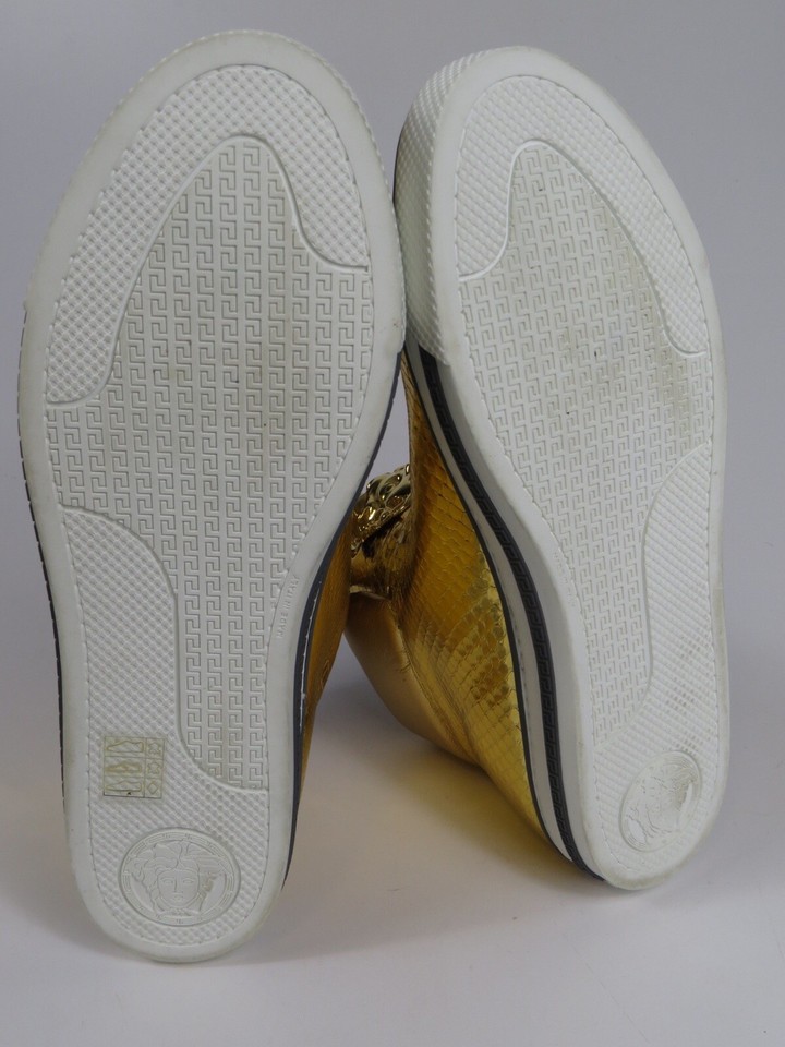 NEW 41 VERSACE sneaker gold leather python Medusa Palazzo Idol ITALY hi ...