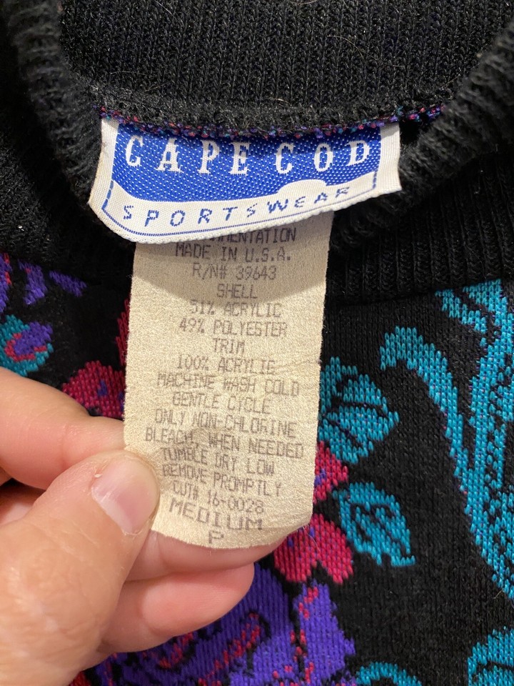 Vintage Cape Cod Sportswear Women Pink/Purp 80s Loud Print Mock Neck ...