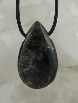 MUSKOVIT GLIMMER Anhänger Cabochon Tropfen gebohrt ca. 30 x 18 mm mit ...