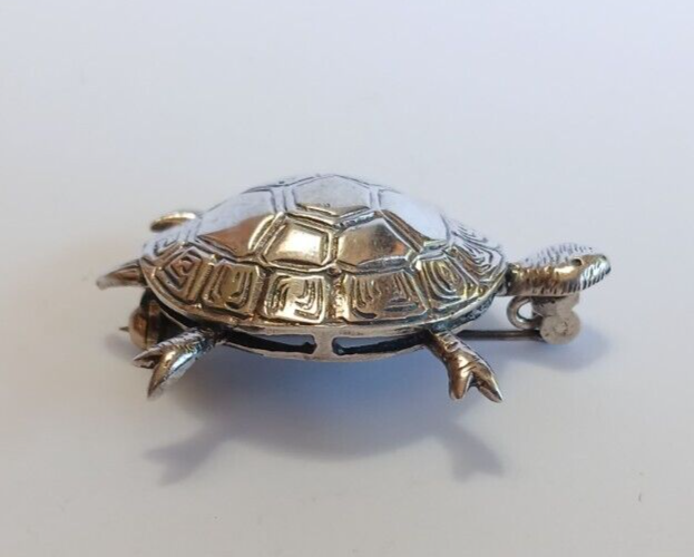 VINTAGE DIMENSIONAL STERLING SILVER TURTLE BROOCH PIN | eBay