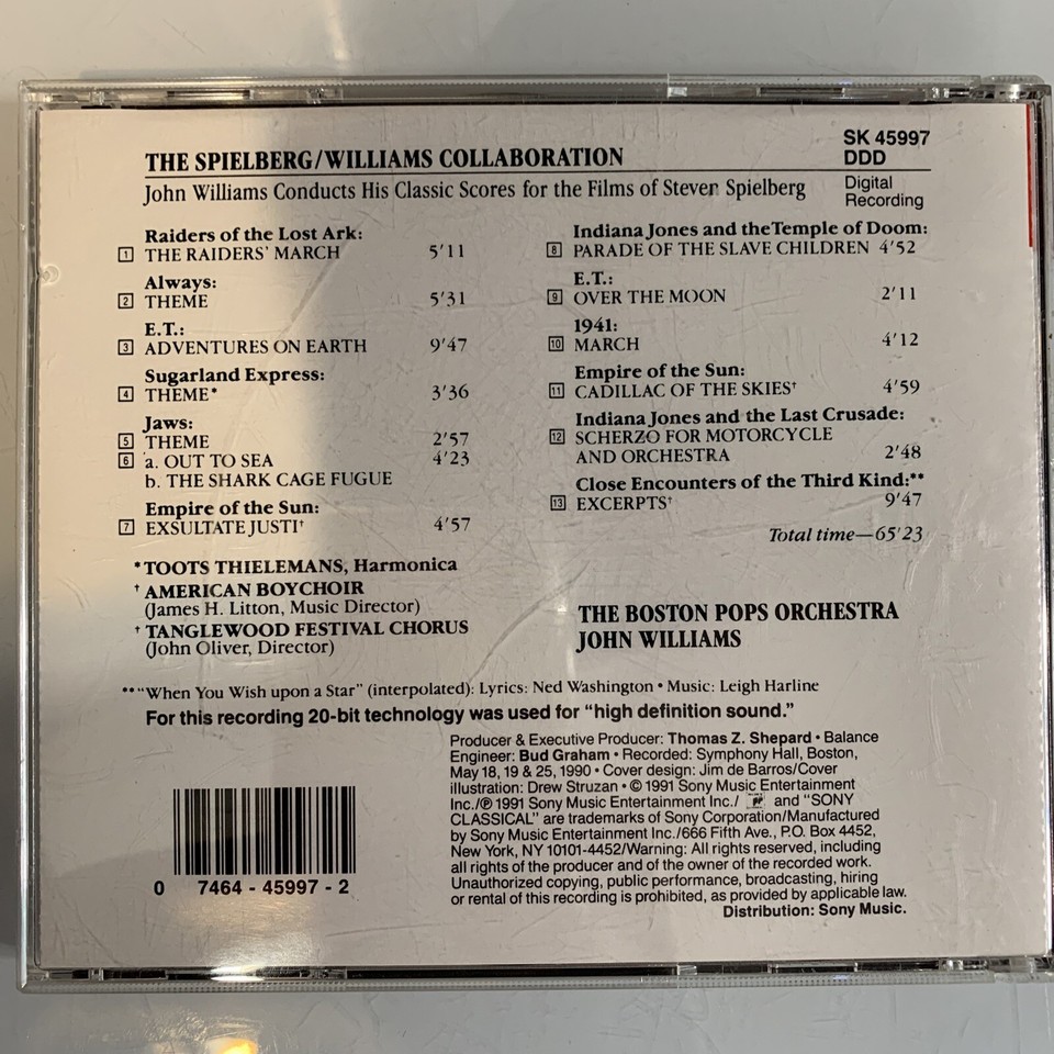 Spielberg Collaboration by John Williams (CD, 1991) 74644599725| eBay