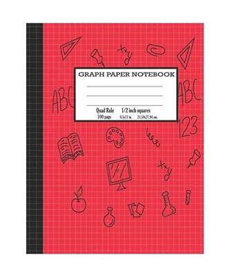 Graph Paper Notebook Quad Rule: 1/2 Inch Grid Paper Notebook ...