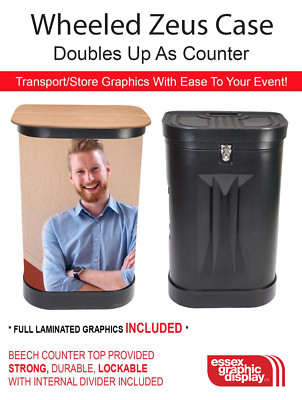 Zeus Wheeled Portable Storage Exhibition Pop Up Case Counter Graphics ...